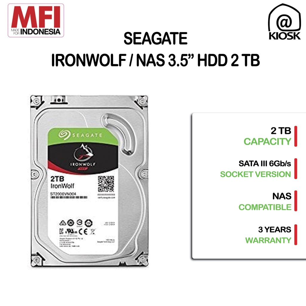 Jual Seagate Ironwolf 2TB / NAS HDD / 3 years warranty | Shopee Indonesia