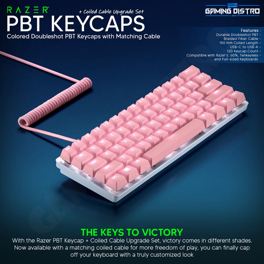 Jual Keycaps Razer PBT and Coiled Cable Upgrade Set - Quartz Pink ...