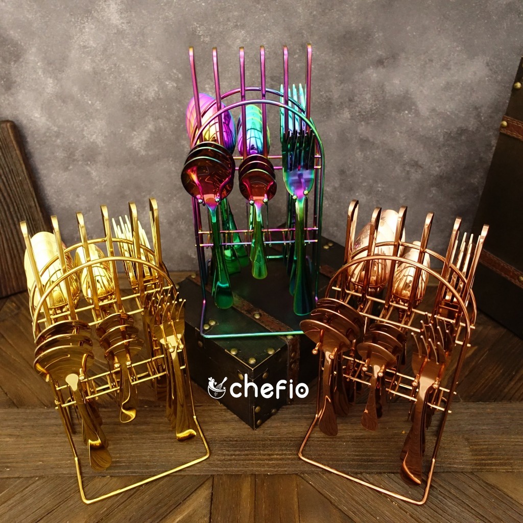 Jual Chefio Sendok Set Stainless dan Rak / Cutlery Set With Holder ...