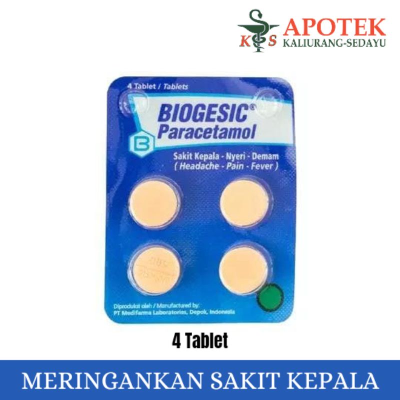 Jual Biogesic 500mg 4 Tablet Demam Sakit Kepala Nyeri Sakit Gigi ...