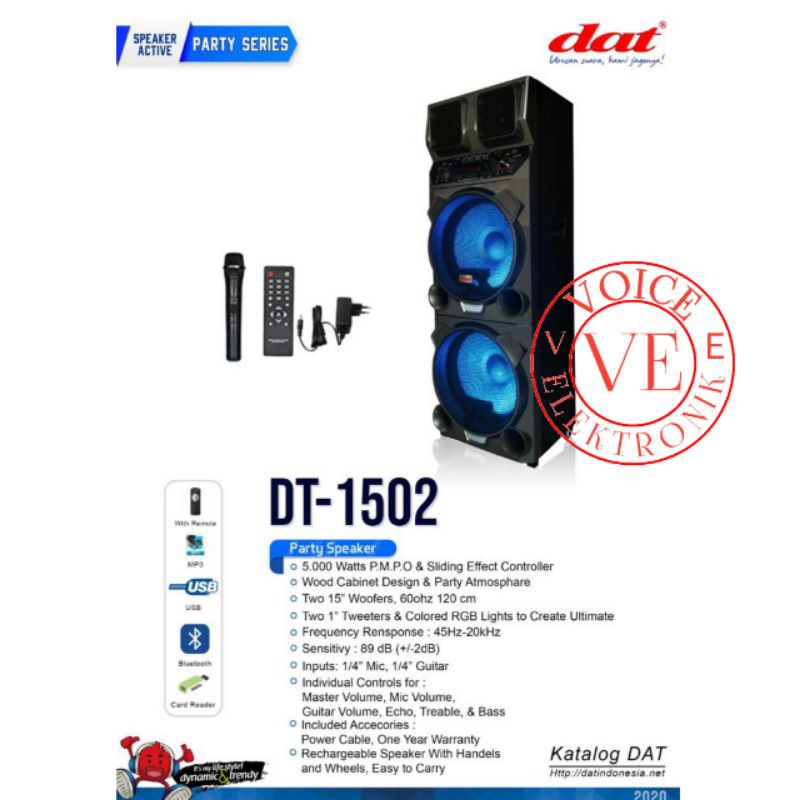 Jual Portable Speaker Dat DT 1502 Original Dubble Woofer 15 Inch 1 Mic ...