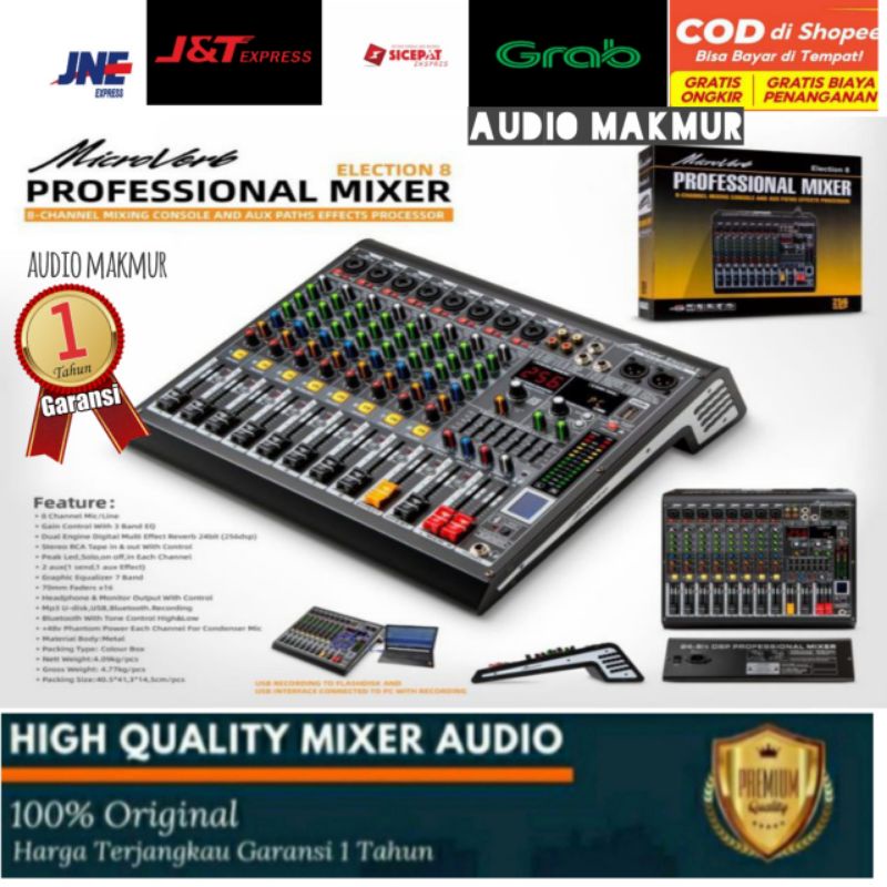Jual Mixer Audio Microverb Election 8 Mixer 8 Channel Original | Shopee ...