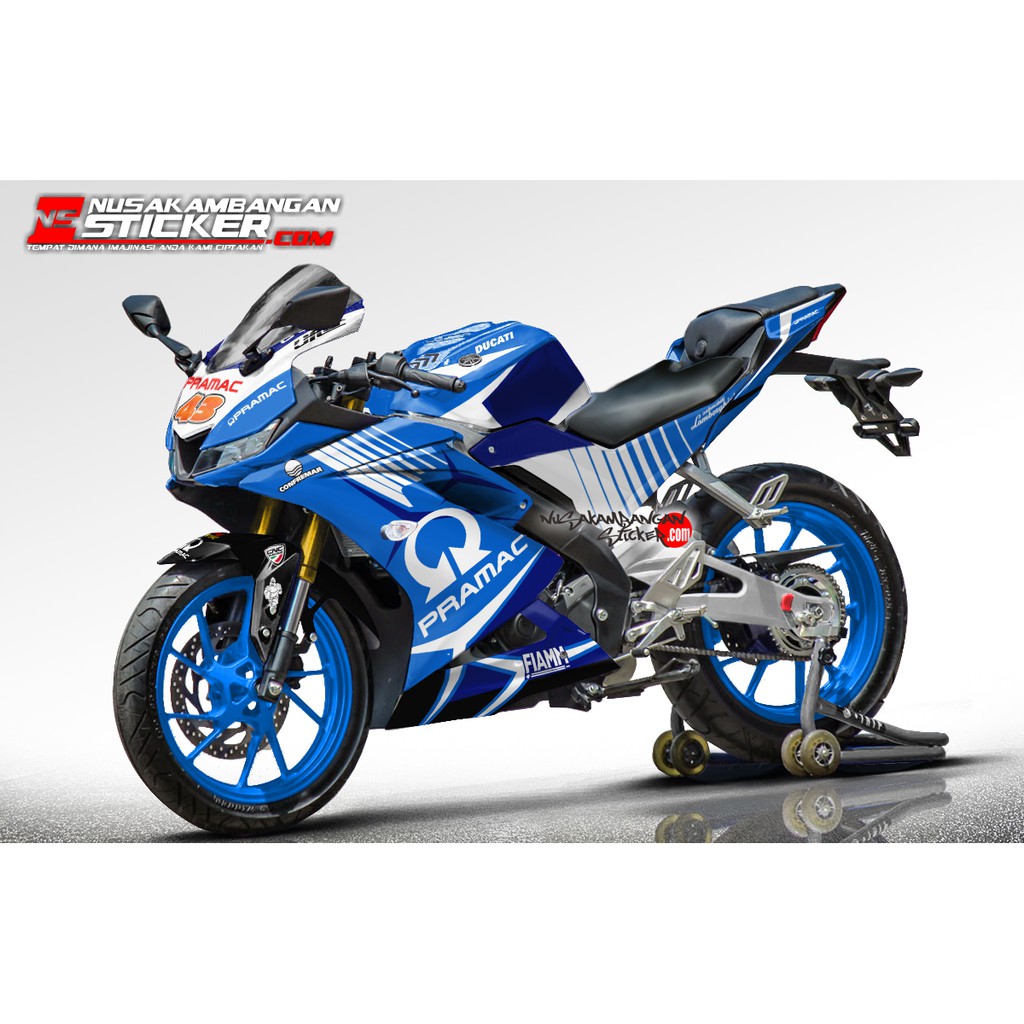 Jual Decal Stiker Motor Yamaha R15 V3 Full Body Pramac Biru Racing Team ...