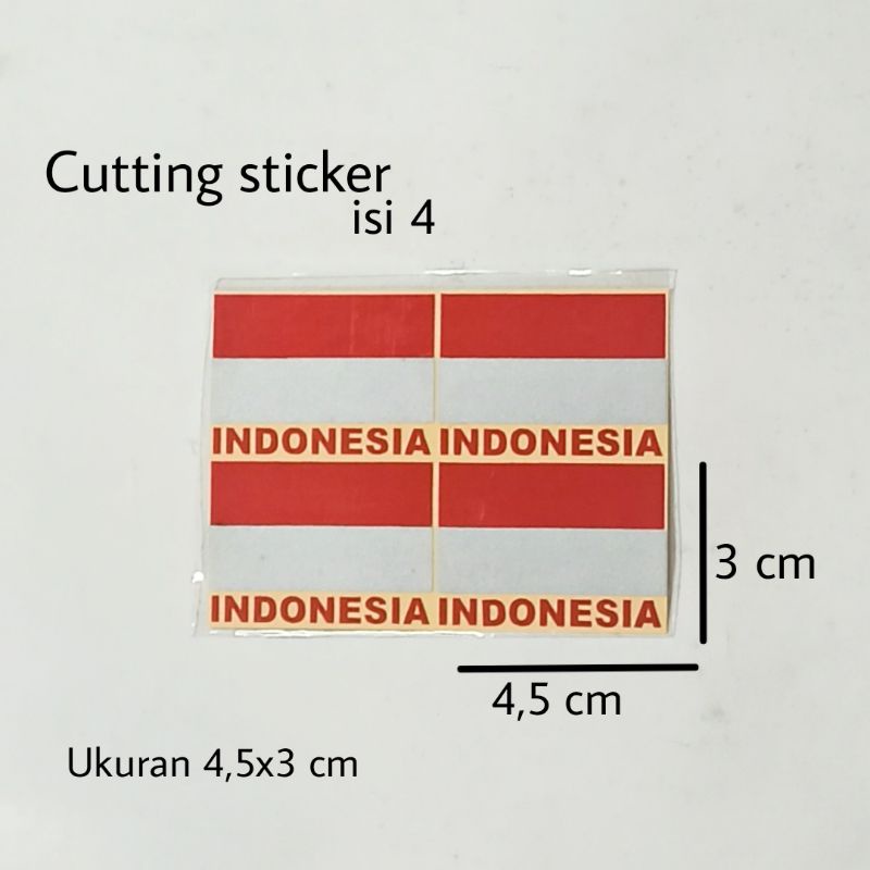 Jual Stiker cutting/Stiker merah putih isi4/Sticker ukuran 4,5x3 cm ...