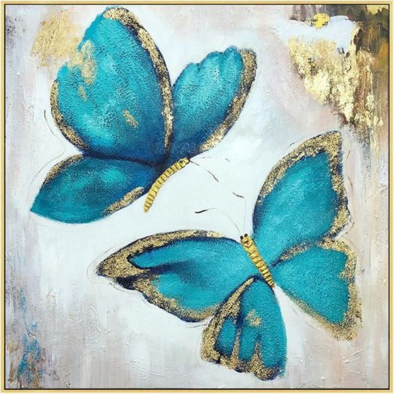 Jual lukisan kupu-kupu abstrak,lukisan butterfly gold+bingkai | Shopee ...