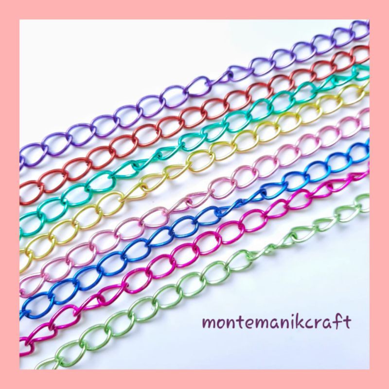 Jual per 20 cm rantai warna glossy ukuran bulatan 1 cm bahan craft ...