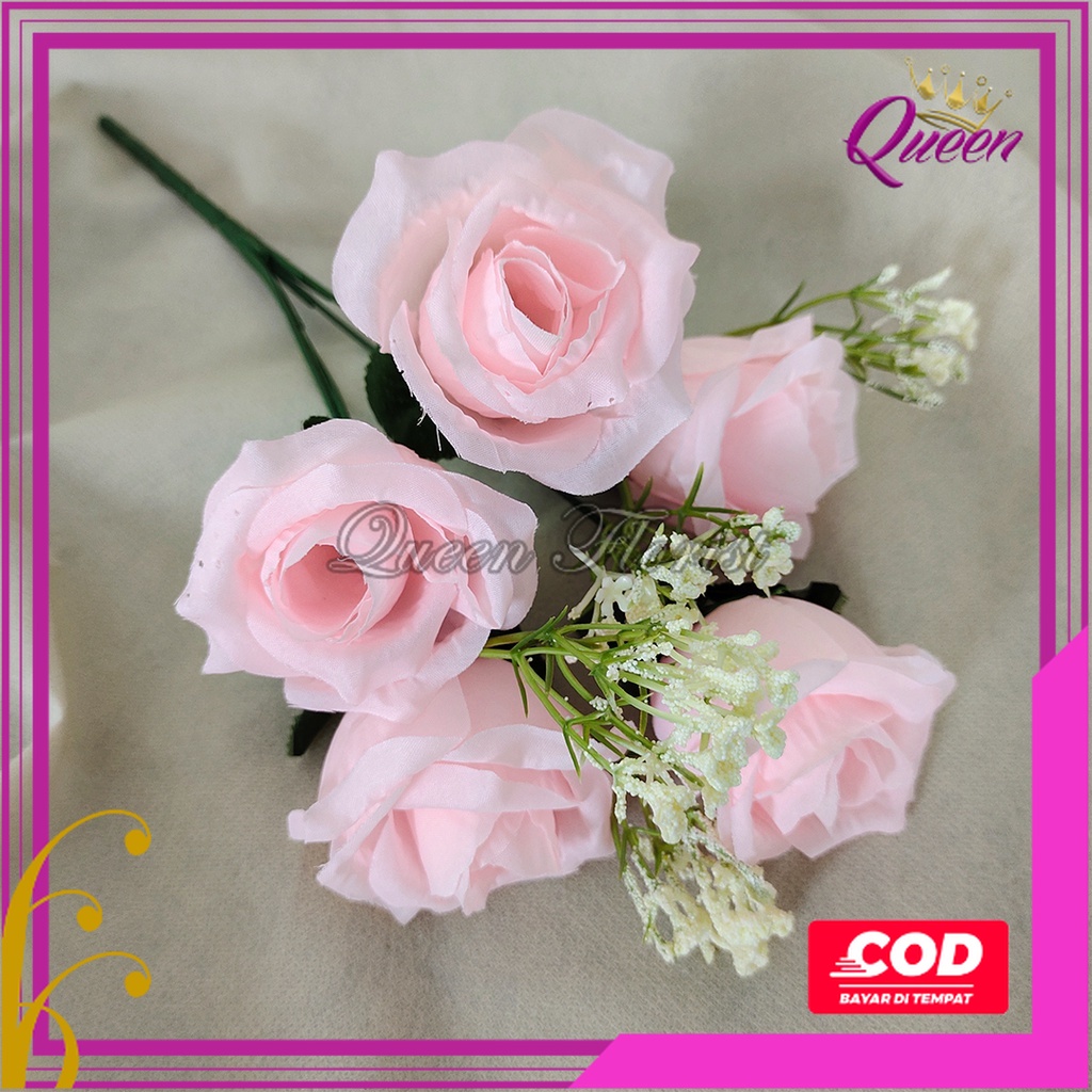 Jual Bunga Rose Tropis Termurah Cabang 5 Artificial Premium - Mawar ...