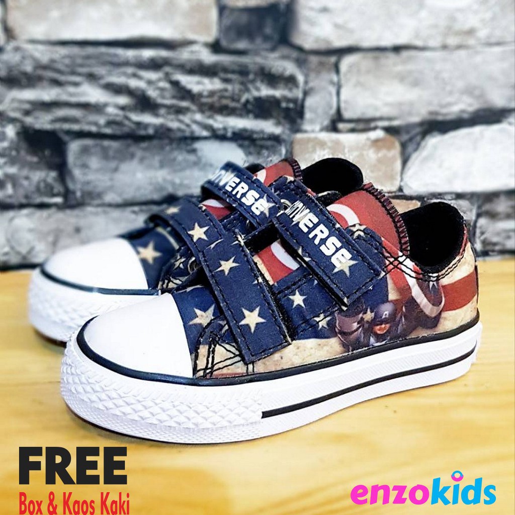 Jual Sepatu Anak Converse Marvel Captain Amerika Premium Quality ...