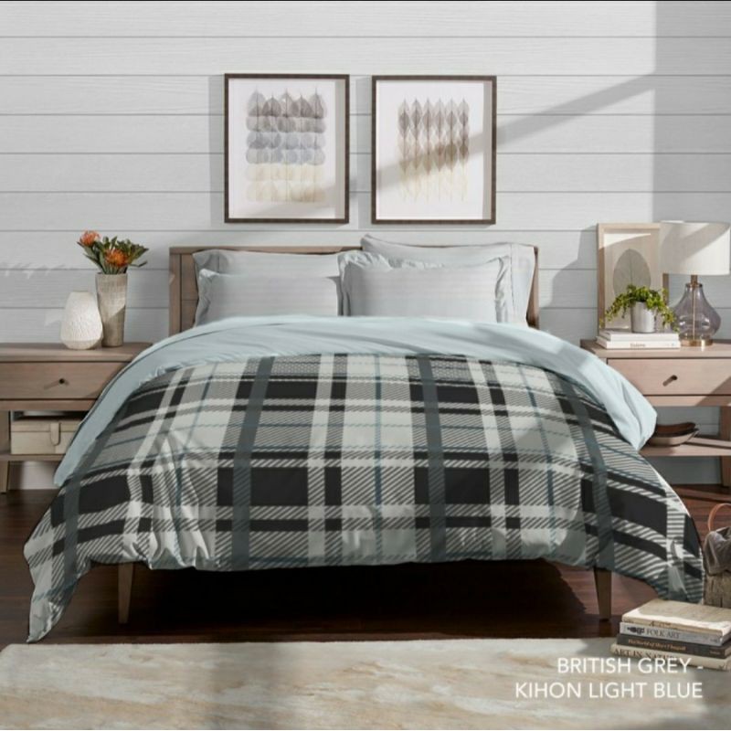Jual King Rabbit Bed Cover Double Motif Bambu British Grey | Shopee ...