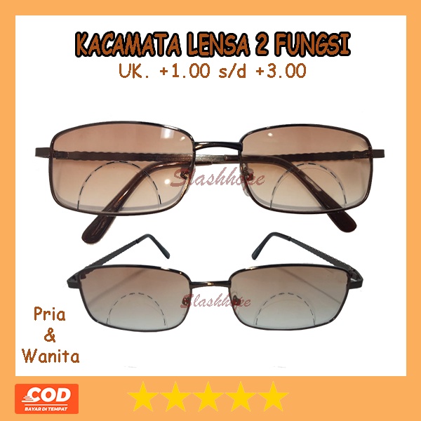 Jual Kacamata double baca dan jalan 2 fungsi frame besi warna coklat ...