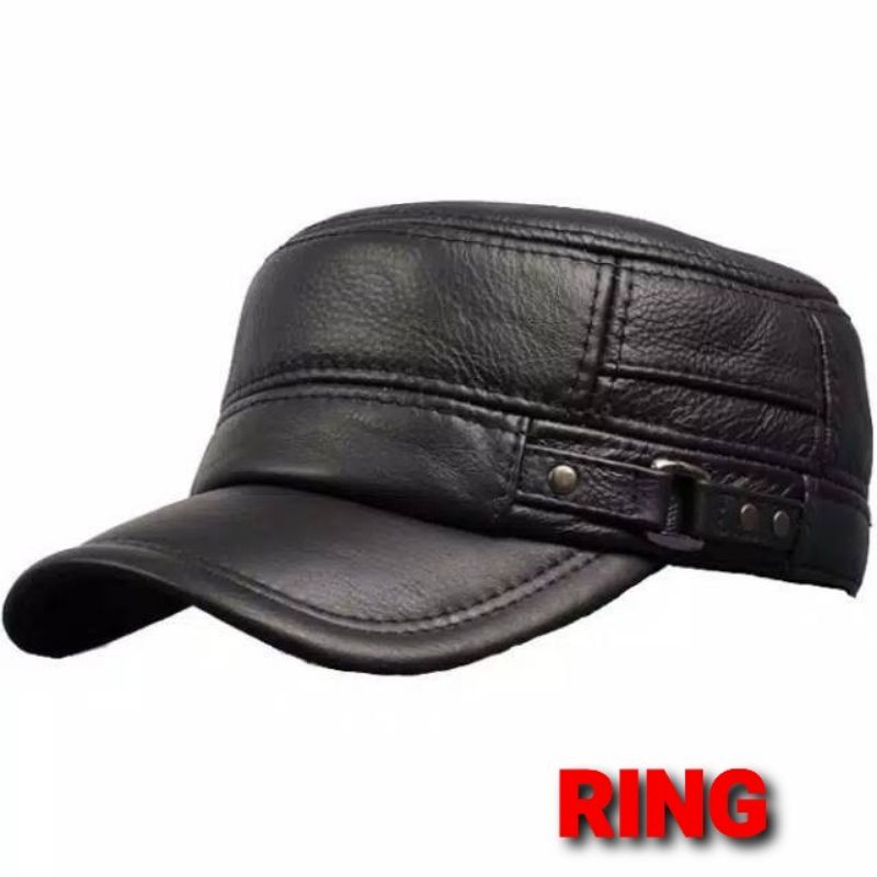 Jual Topi Kulit Pria Wanita Model Komando/Komandan Topi Ring Kulit Asli ...