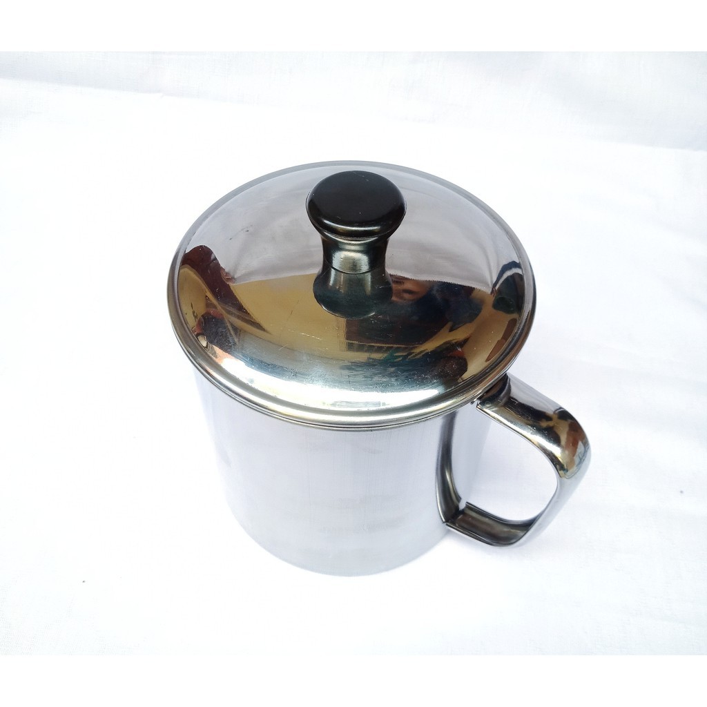 Jual Ganom Stainlis steel Mug +tutup 13cm(1.2ltr)D12.5XT12cm. | Shopee ...