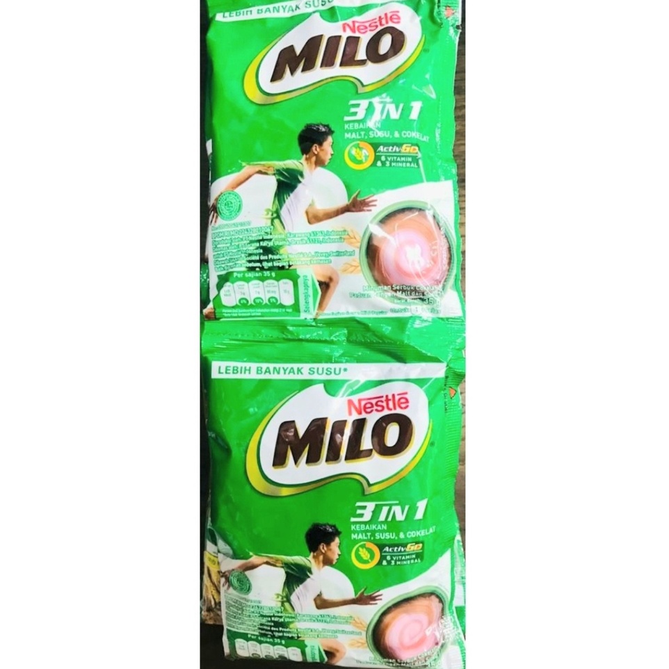 Jual Milo 3 in 1 Sachet 34 gr 1 renceng isi 10 bungkus | Shopee Indonesia