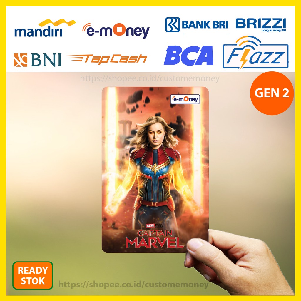 Jual KARTU EMONEY CAPTAIN MARVEL SUPERHERO 1 ETOLL MANDIRI FLAZZ BCA ...