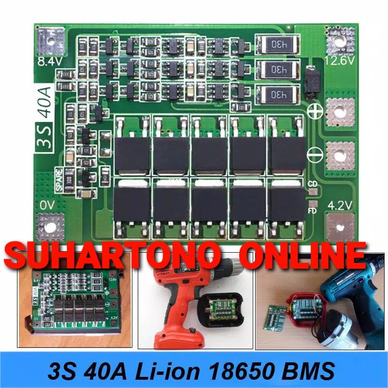 Jual BMS 3S 40A 12.6V 18650 Li-ion Lithium Battery BMS Balanced ...