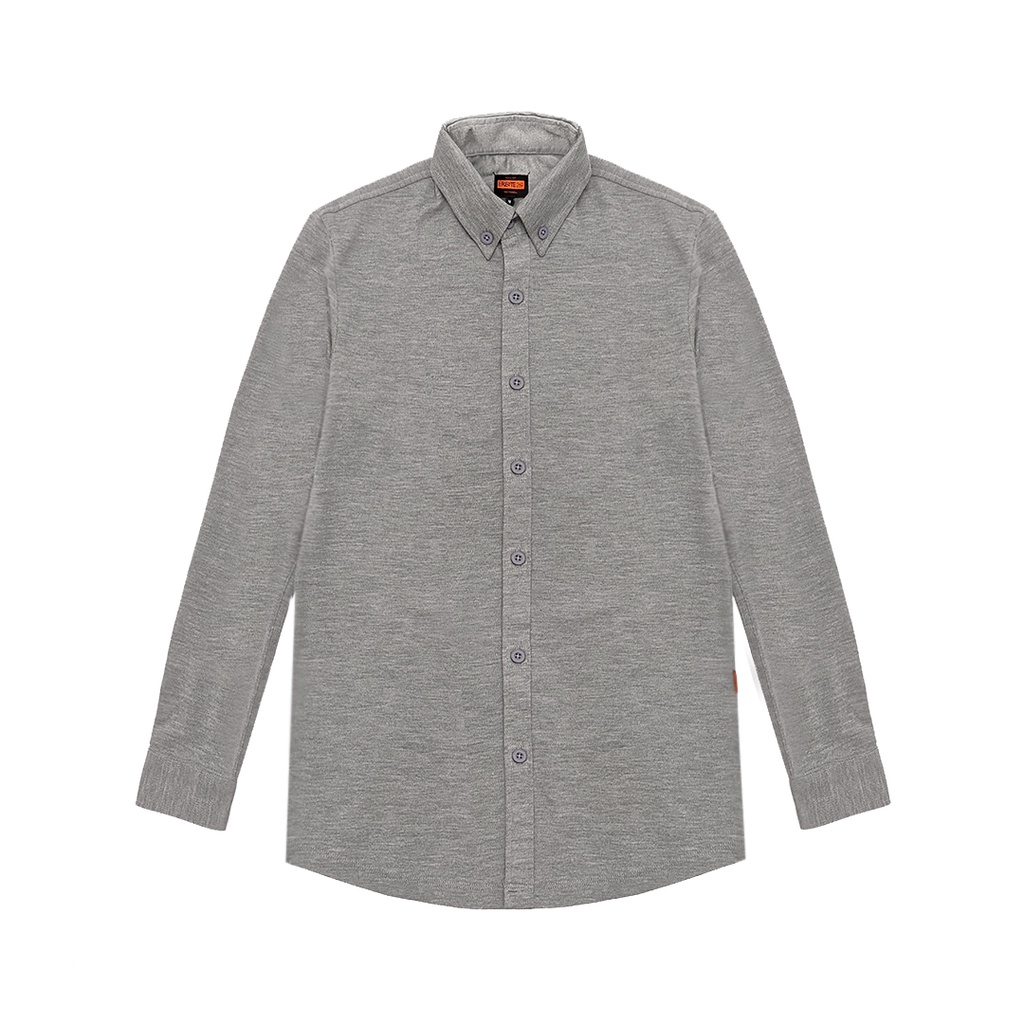 Jual Kemeja Pria Basic Polos Lengan Panjang Luxury Warna Abu Kerah ...