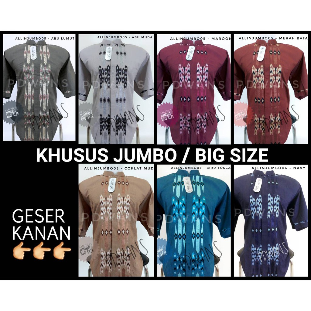 Jual BAJU KOKO JUMBO BIG SIZE Warna Muslim Bordir Lengan Pendek ...