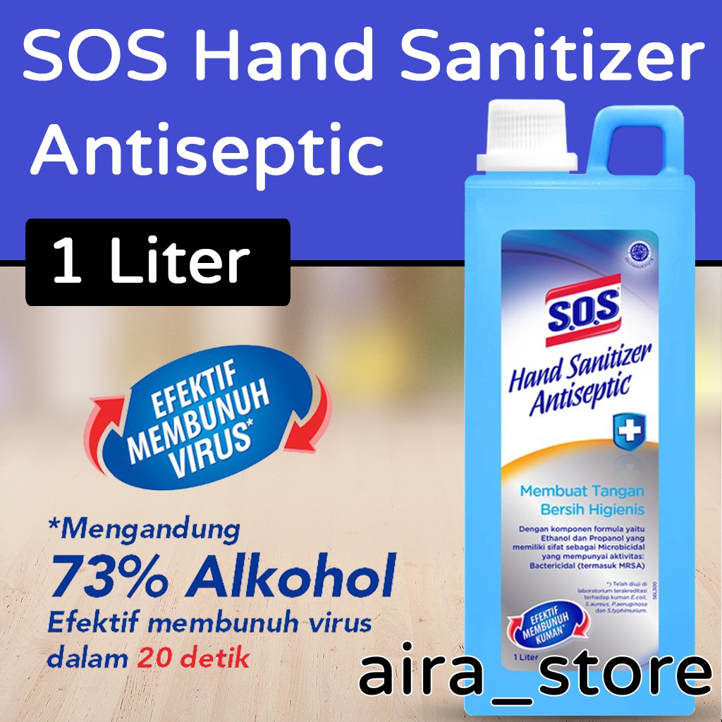 Jual SOS Hand Sanitizer Antiseptic Botol Refill - 1 Liter | Shopee ...