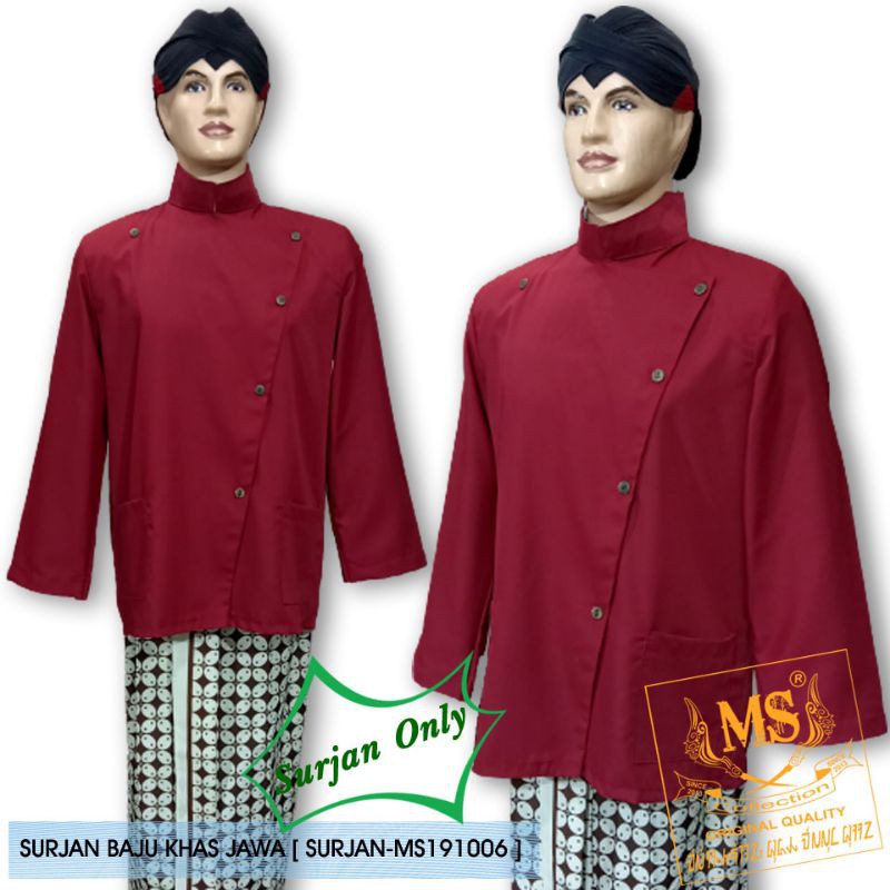 Jual Baju Surjan Jawa Alusan Merah Polos | Shopee Indonesia