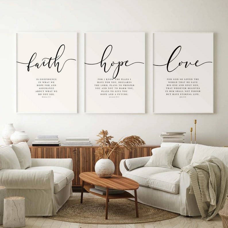 Jual paket Poster rohani hiasan dinding Kristen Katolik faith hope love ...