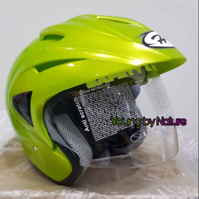 Jual Helm HIU Arrow Double Visor Lime Green Half Face | Shopee Indonesia