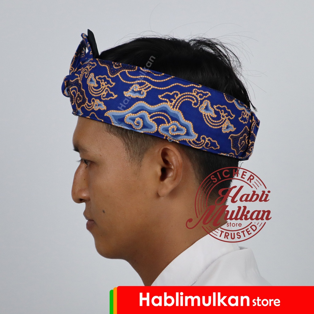 Jual Iket Kepala Tradisional Sunda Jawa Batik Cirebon Mega Mendung Biru Bukan Kujang Siliwangi ...