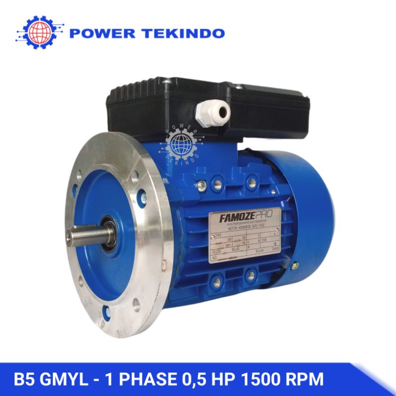 Jual Famoze Pro Dinamo B5 1 Phase 0,5 HP 1500 RPM Flange GMYL Penggerak Mesin Gearbox NMRV Dll ...