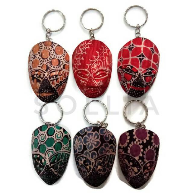 Jual Souvenir Gantungan Kunci Kayu Motif Topeng Lukis Batik | Shopee Indonesia