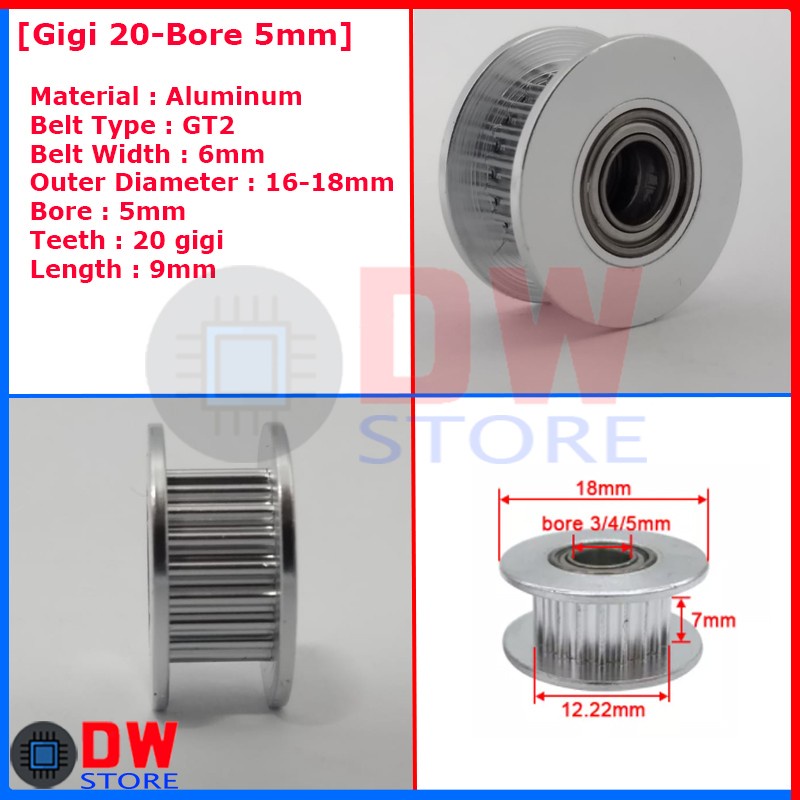 Jual Pulley Idler Timing Belt Tensioner Tension 2GT-20 GT2-20 2GT GT2 ...
