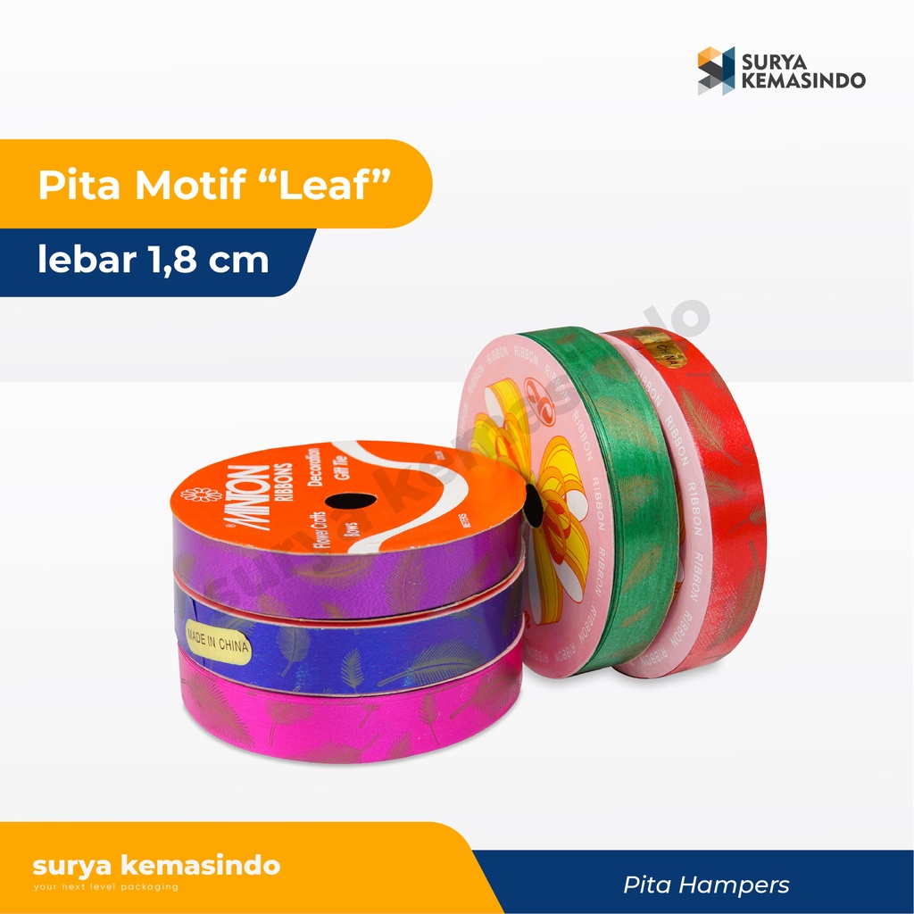 Jual Pita Motif Leaf ( 1,8 cm ) per roll pita/pitakado/pitamotif ...