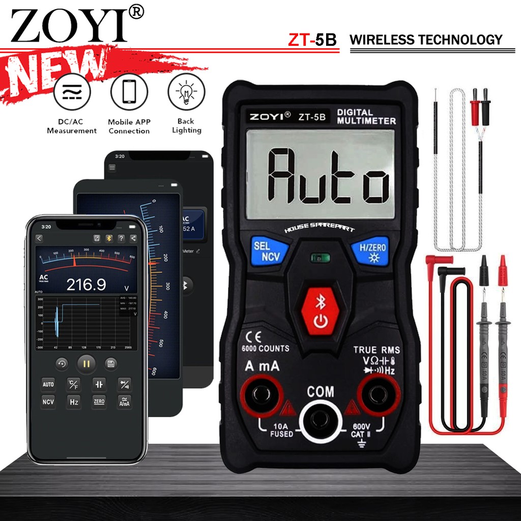 Jual Zoyi ZT-5B Smart Avometer Multitester Multimeter 60MQ 6000uf HZ AC ...