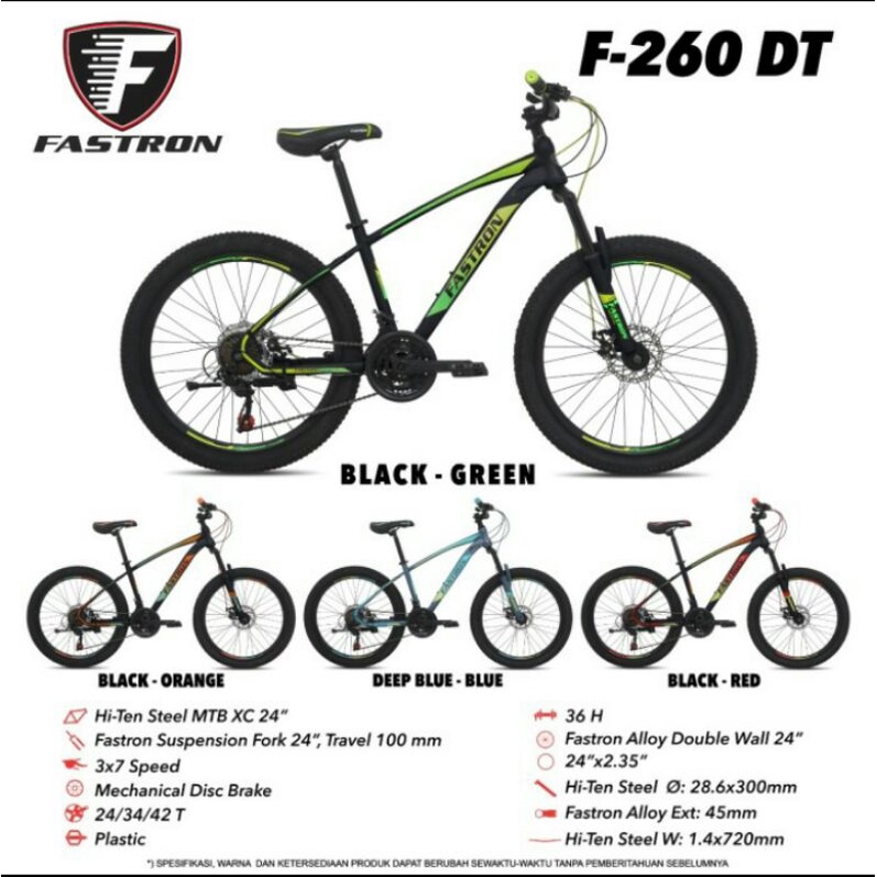 Jual Sepeda Gunung / MTB 24" Steel Fastron F260 DT (3x7 - MD) | Shopee ...