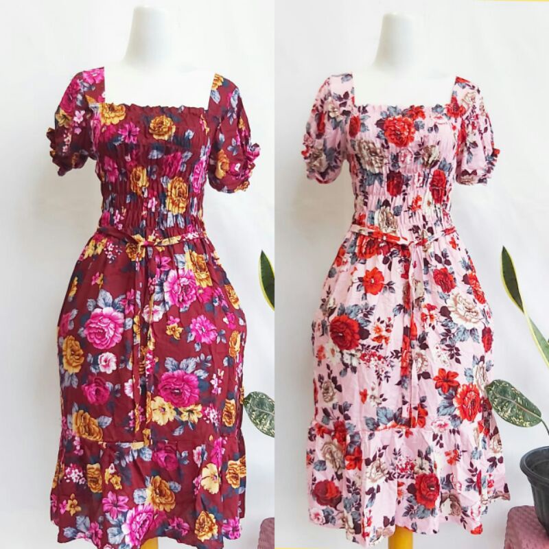 Jual Daster Dress Kerut Dada Rempel Tali Pinggang Cewek Wanita ...