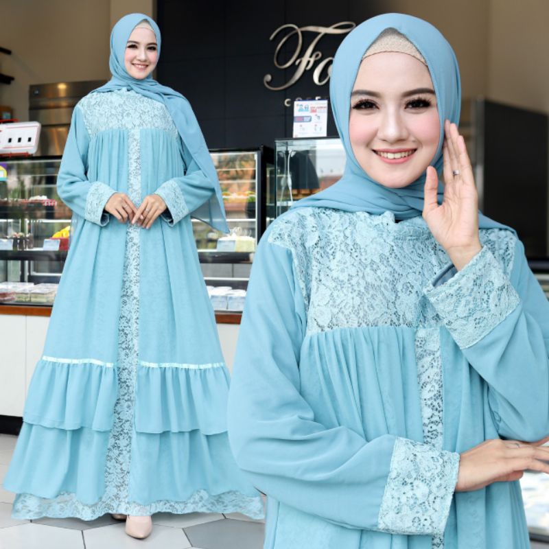 Jual SIGAWA-(COD) Maxy Janet Bahan Ceruty Babydoll Full Furing Combi ...