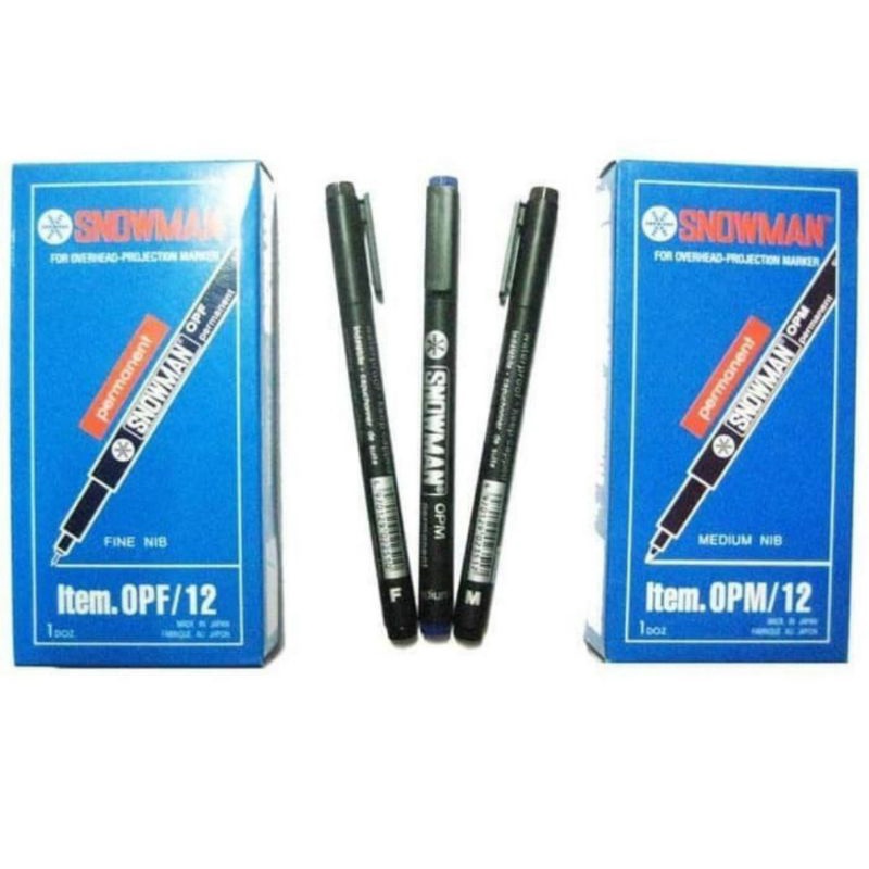 Jual Spidol snowman permanent OHP F dan OHP M ( 1pak/12pcs ) | Shopee ...
