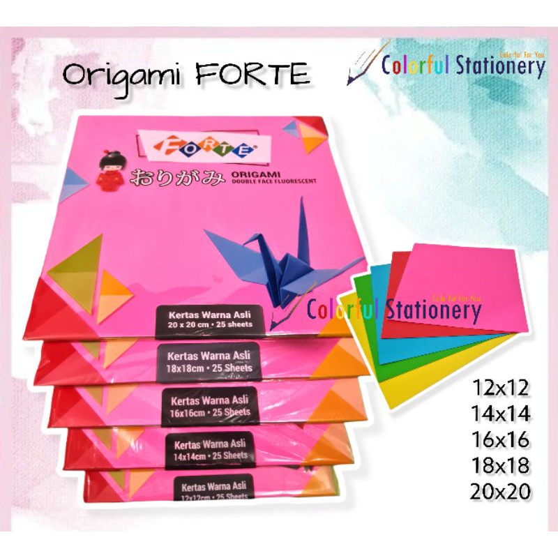 Jual Origami Forte / Kertas Lipat / Kertas Warna Forte 2 Sisi ...
