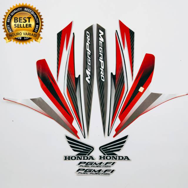Jual striping honda mega pro fi 2014 hitam merah body standar motor ...