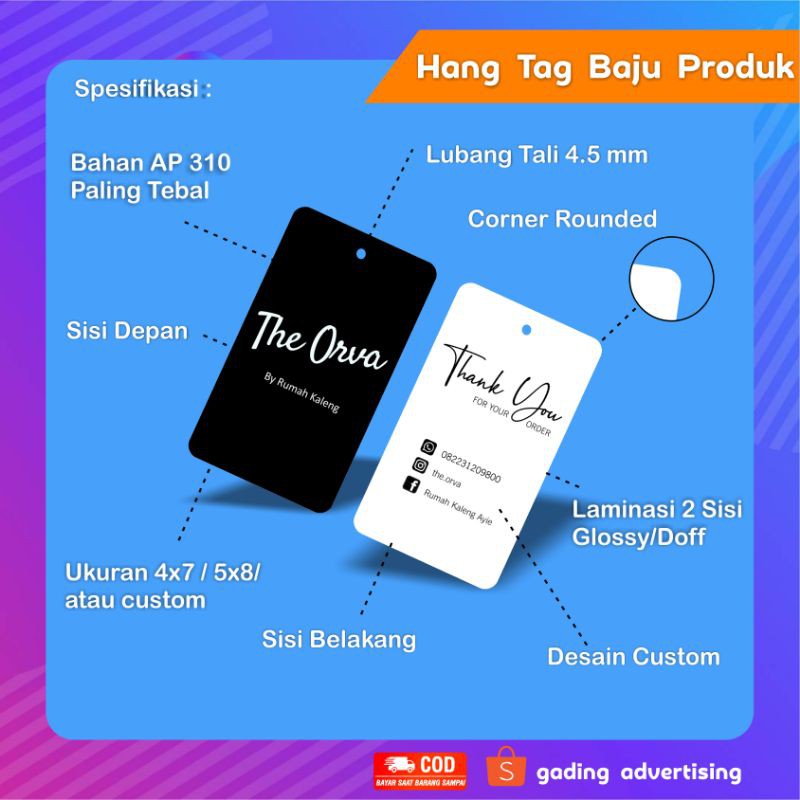 Jual LABEL HANGTAG / PRICE TAG / LABEL OLSHOP / LABEL BAJU LAMINASI ...
