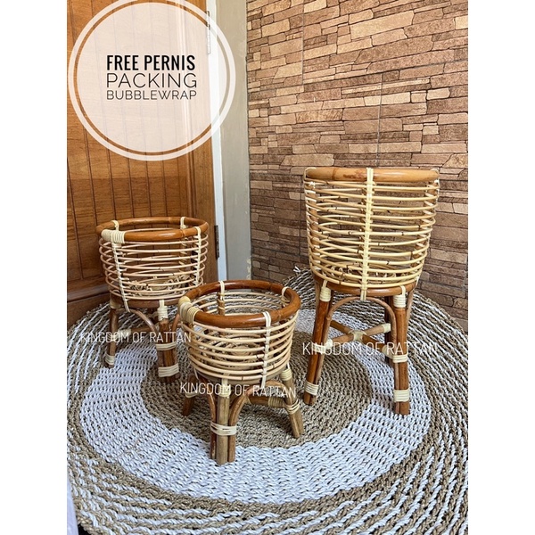 Jual Standing pot rotan aesthetic/pot bunga kekinian/standing pot model ...