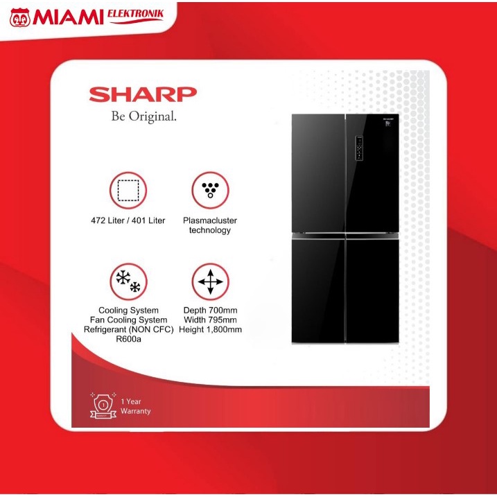 Jual Lemari Es SHARP 4 Pintu SJ-IF51PG-BK / Kulkas SHARP 472 Liter ...