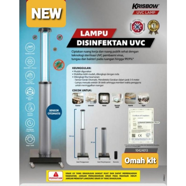 Jual krisbow lampu standing uv desinfektan dengan sensor gerak PREMIUM | Shopee Indonesia