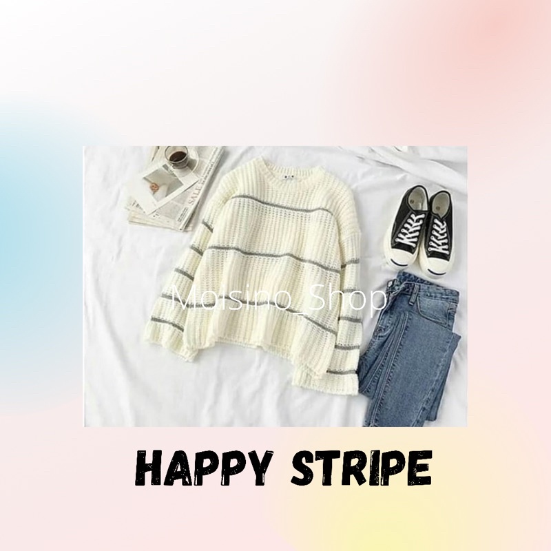 Jual Happy stripe ( sweater rajut ) | Shopee Indonesia