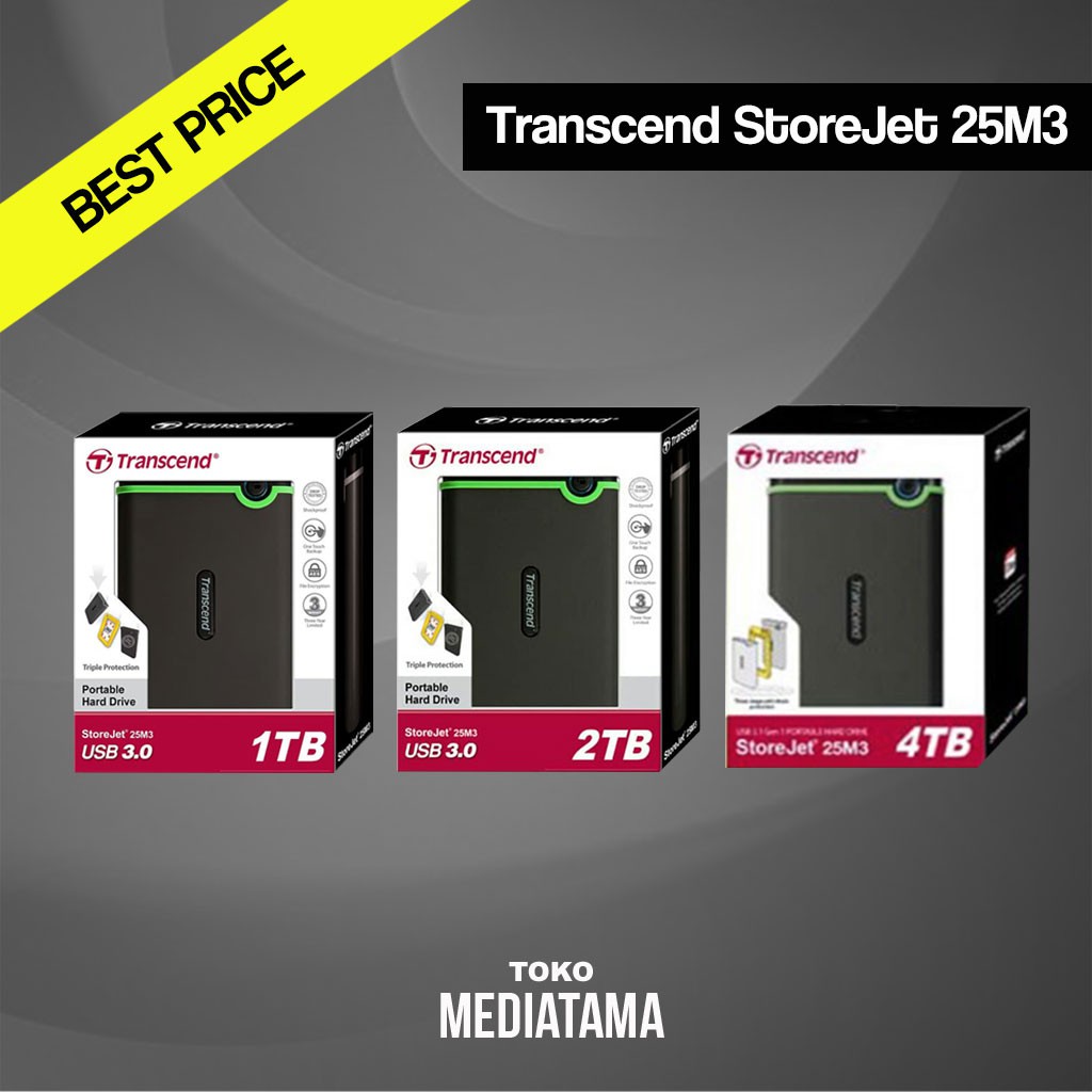 Jual Hardisk Eksternal Transcend Storejet 25M3 1TB / 2TB / 4TB HDD ...