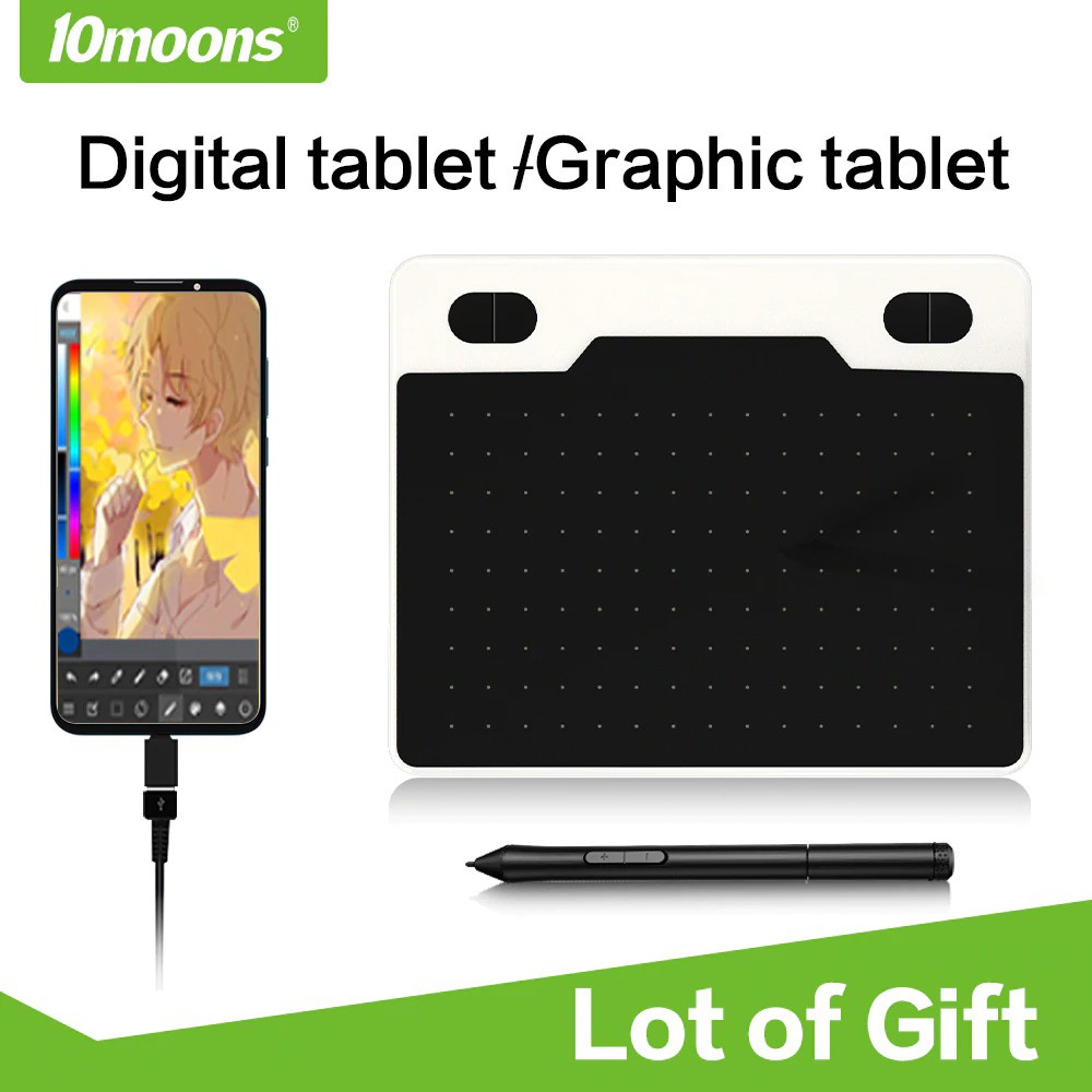 Jual 10moons Graphics Digital Drawing Tablet 6 Inch with Stylus Pen ...