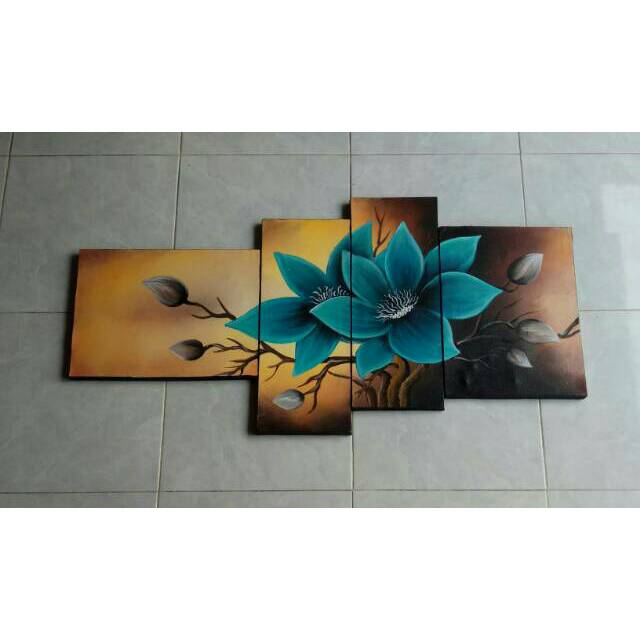 Jual Lukisan panel bunga biru tosca besar | Shopee Indonesia