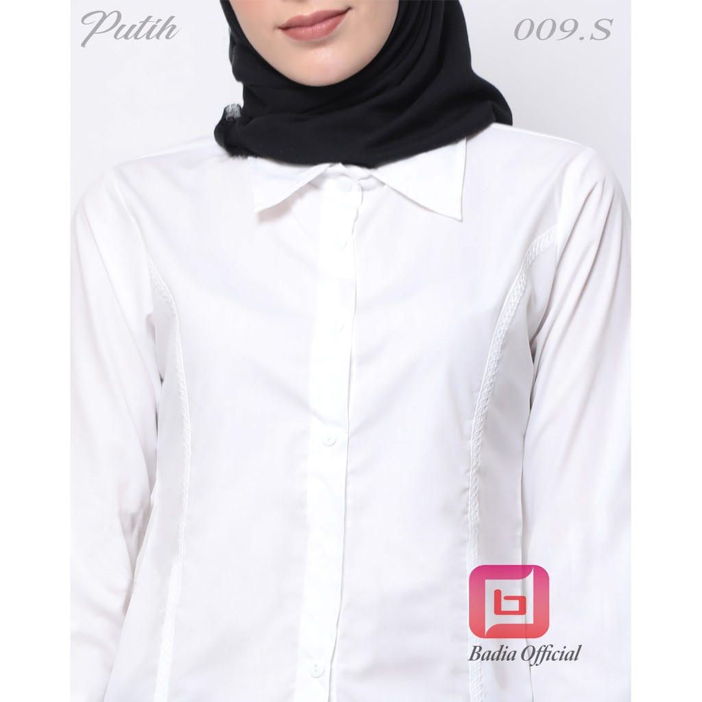 Jual kemeja putih motif list bordir kupnat hitam formal kantor kerja ...