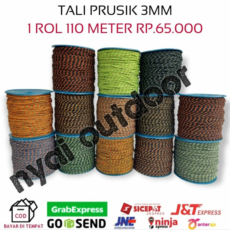 Jual tali perusik 3mm 110 meter tali paracord per roll tali flysheet ...