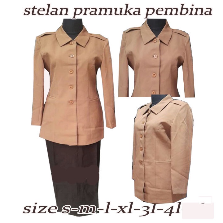 Jual seragam pramuka pembina cewek /baju pramuka guru bahan lokal tebal ...
