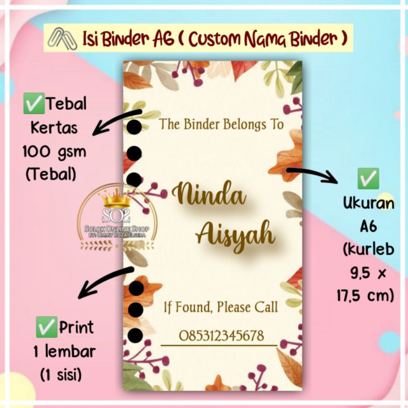 Jual Custom Nama Binder | Kertas Binder | Shopee Indonesia