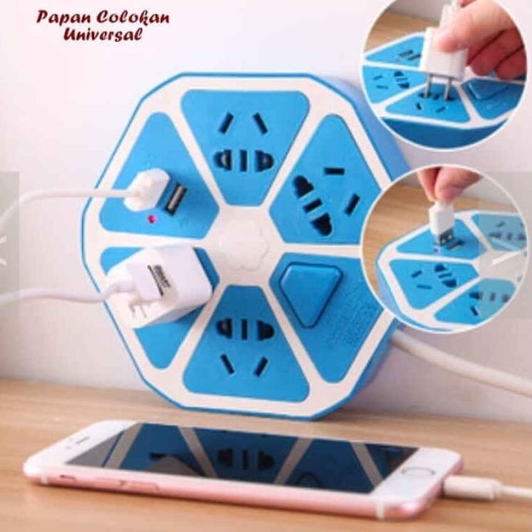 Jual Power Socket Colokan Listrik 4 USB 4 Kaki 3 Hexagonal Electrical ...